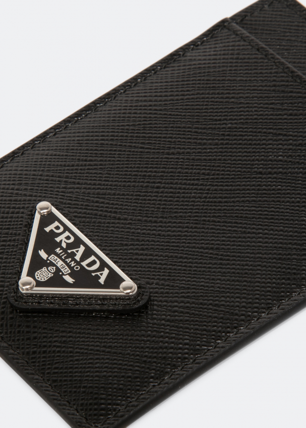 Prada Leather badge holder for Women - Black in KSA | Level Shoes