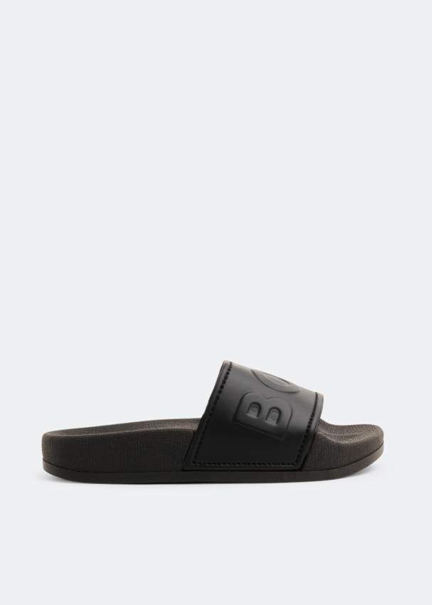 Hugo Boss Logo slides for Boy - Black in KSA | Level Shoes